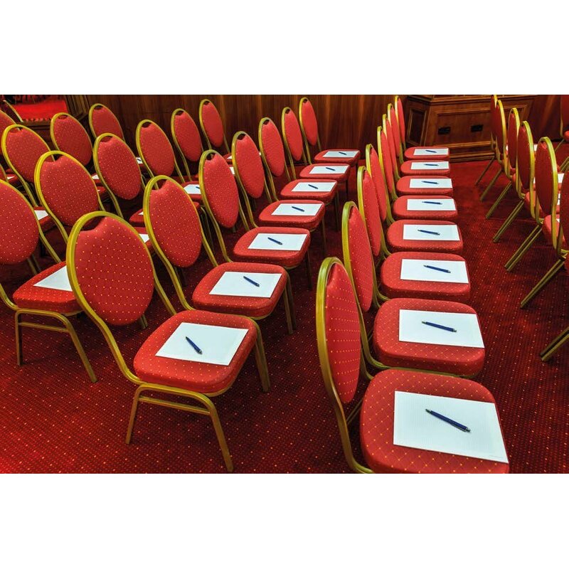 Chaise de banquet acier rembourrée ALBIN 1 SI Rouge et Doré