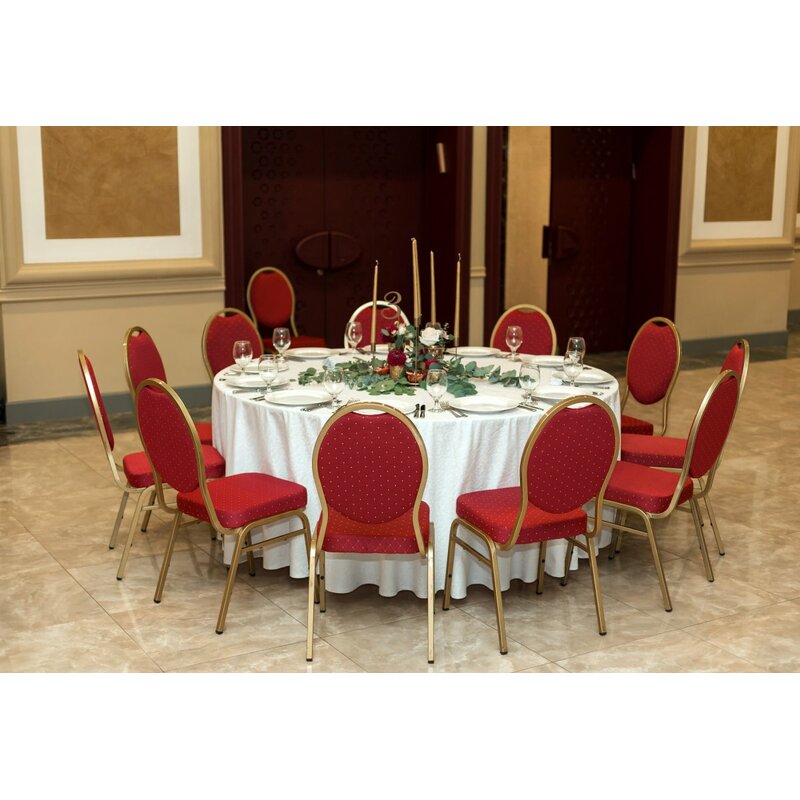 Chaise de banquet acier rembourrée ALBIN 1 SI Rouge et Doré