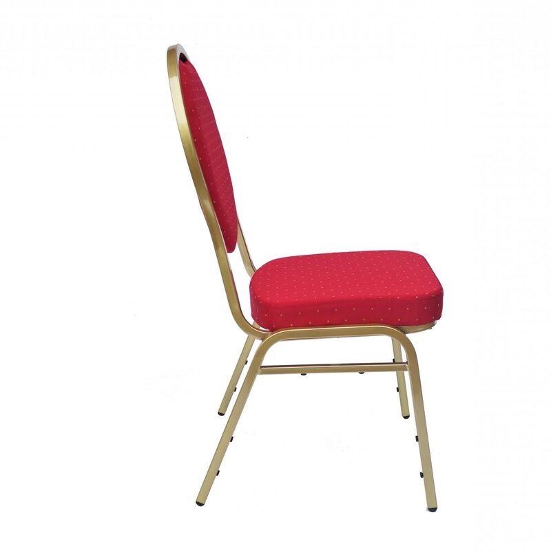 Chaise de banquet acier rembourrée ALBIN 1 SI Rouge et Doré